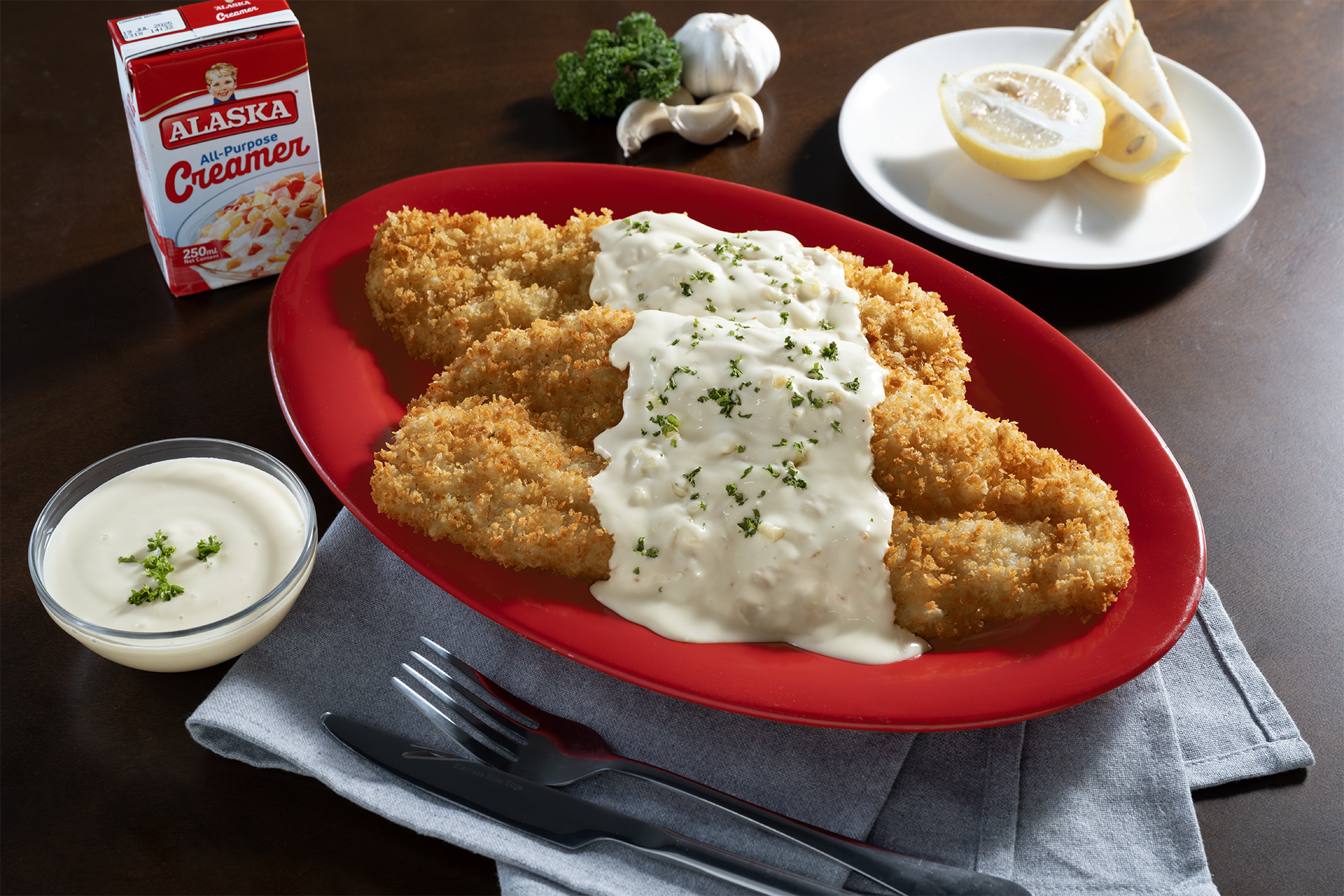 Fried Breaded Fish Fillet with Creamy Garlic Sauce – Alaska Nanay Club